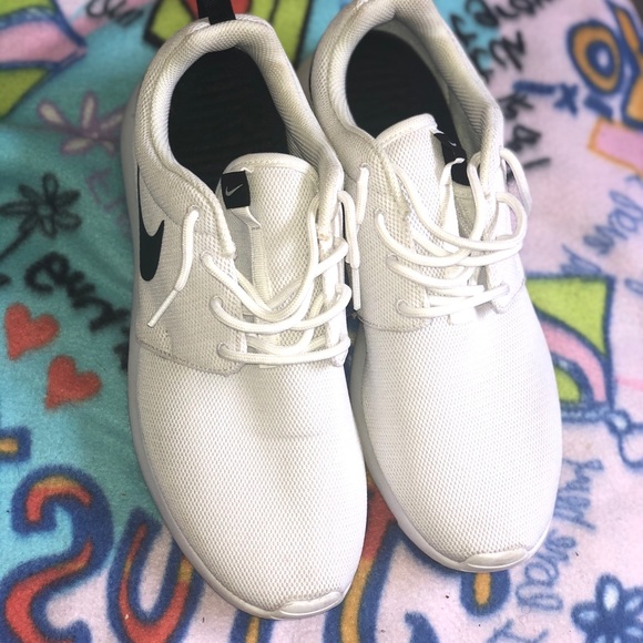 Nike | Shoes | All White Roaches With Black Nike Swoosh | Poshmark